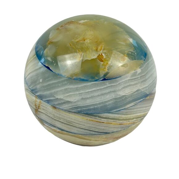 Accents | Stone Onyx Banded Sphere Ball Paperweight Earth Tones Made In ...